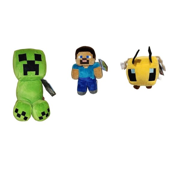 Mattel | Toys | Mattel Minecraft 8 Plush Steve Creeper And Bee Set Of ...